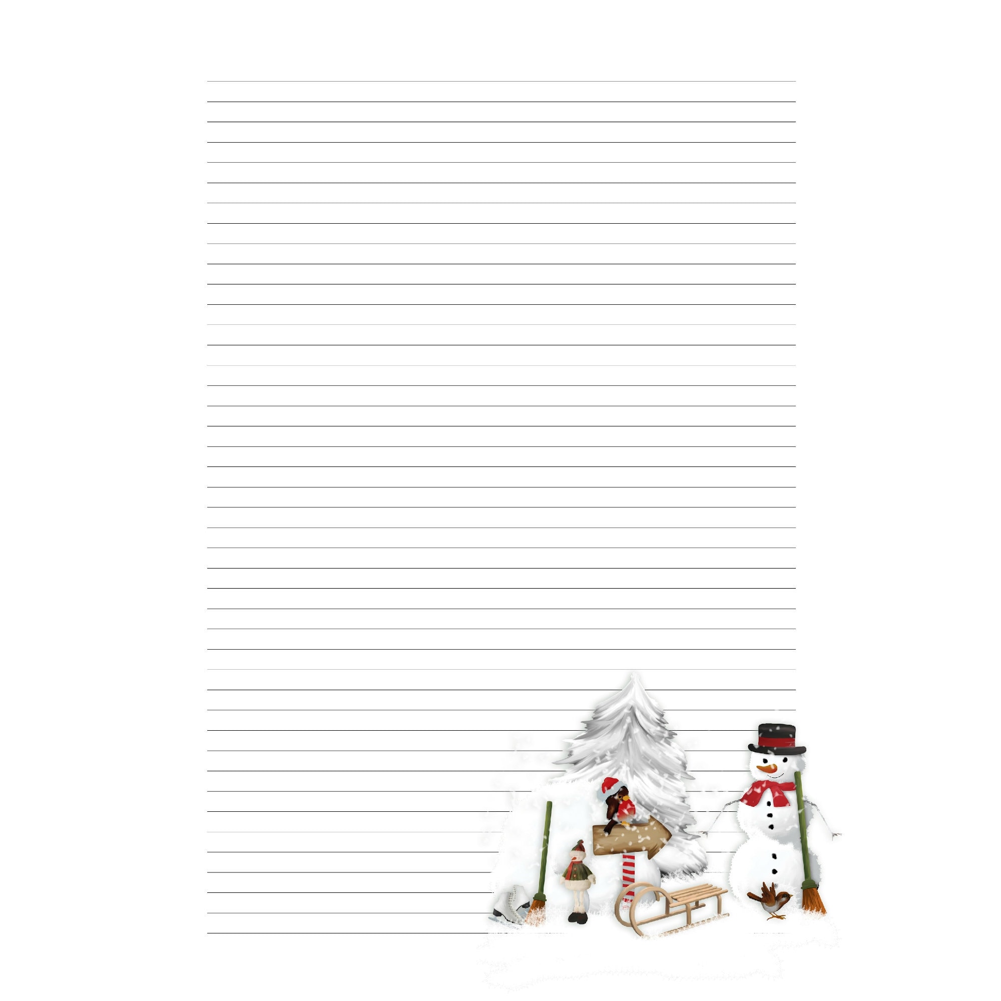 A4 Lined Printable Paper, Christmas Stationery, Christmas Letters ...