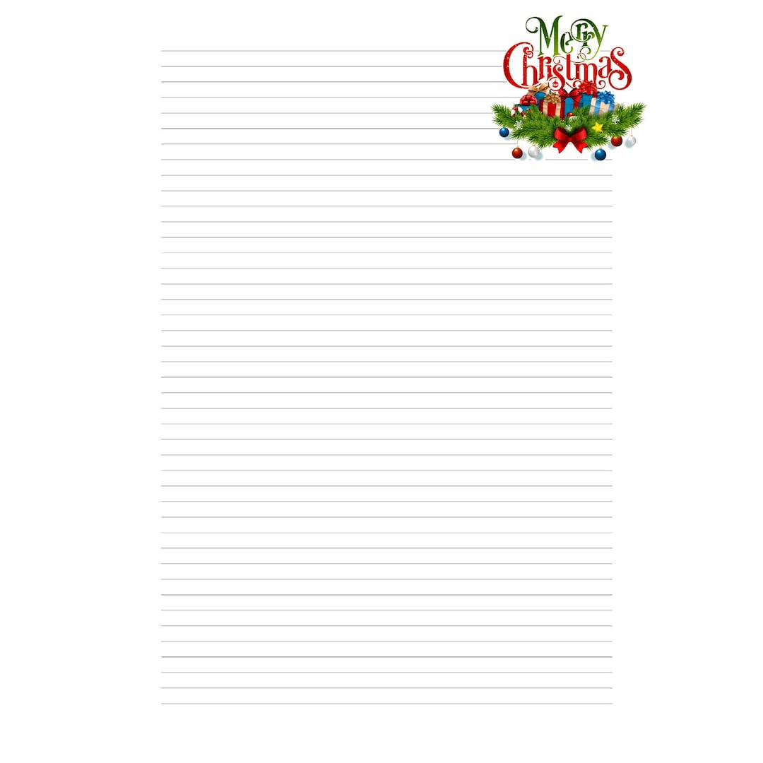 A4 Lined Printable Paper, Christmas Stationery, Christmas Letters ...