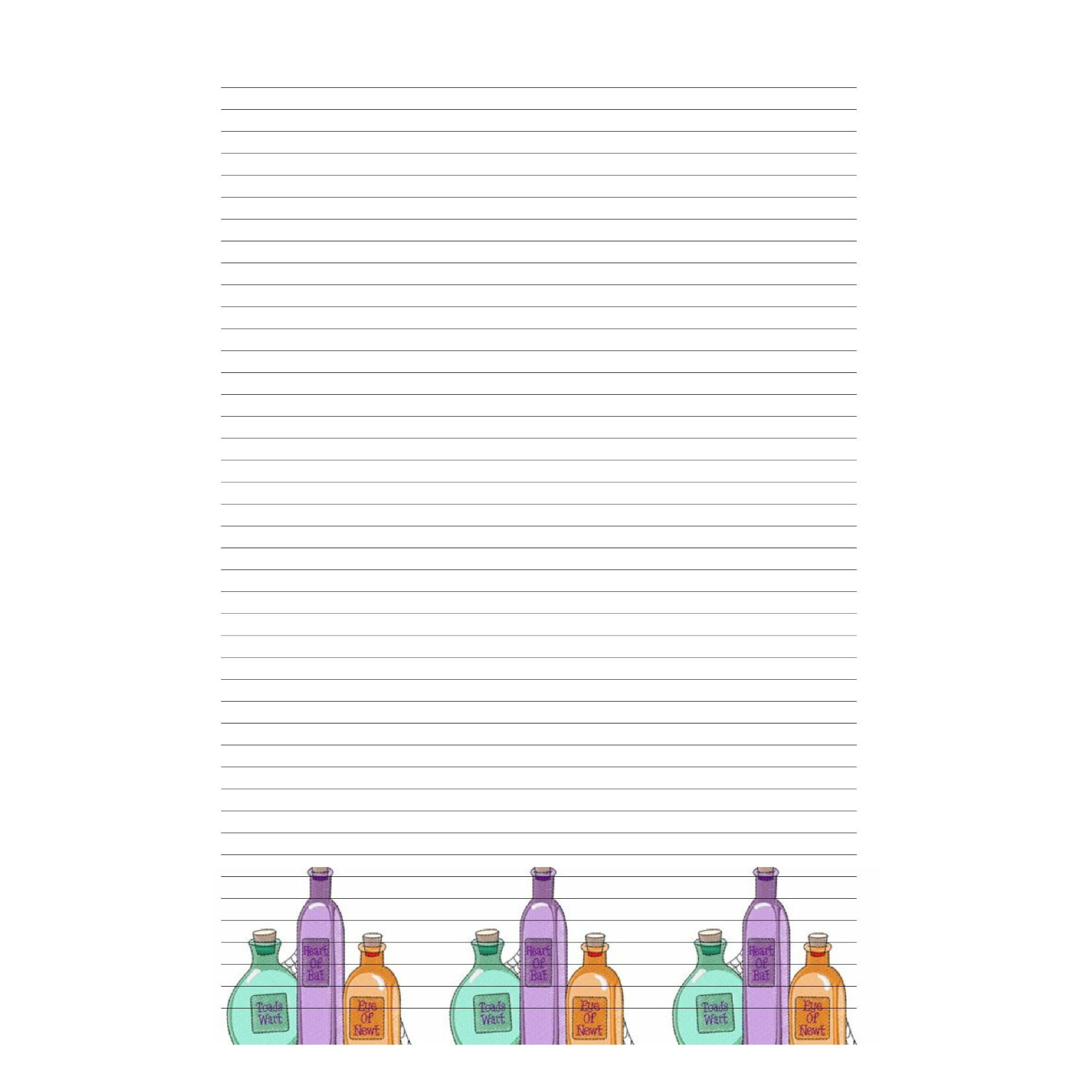 Stationery, A4 Printable Paper, Potion Bottles Theme, Writing Paper ...