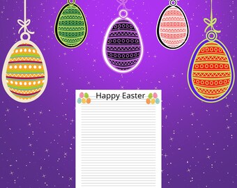 A4 Lined Writing Paper Easter Theme Easter Eggs - Etsy