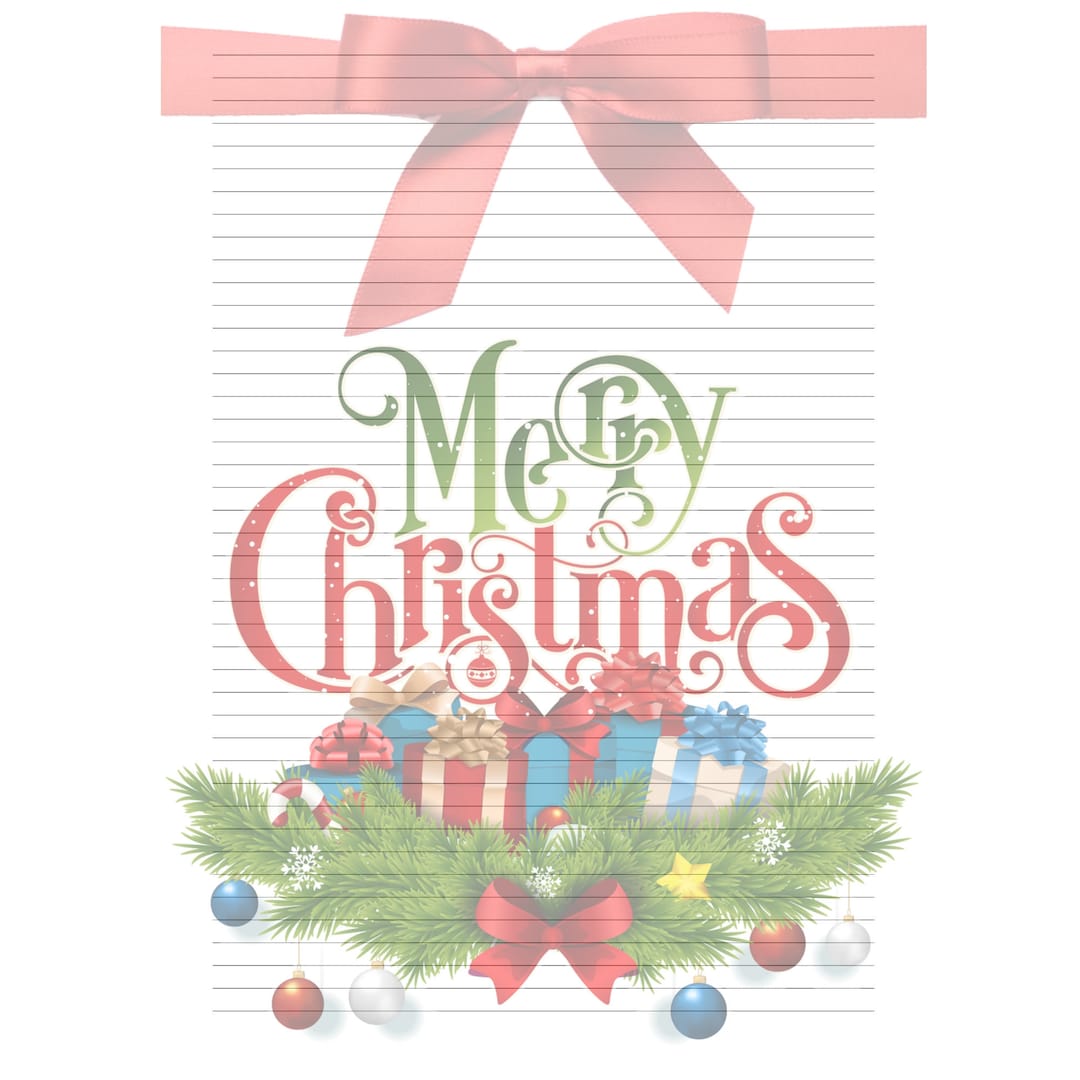A4 Lined Printable Paper, Christmas Stationery, Christmas Letters ...