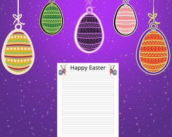 A4 Lined Writing Paper Easter Theme Easter Bunny - Etsy