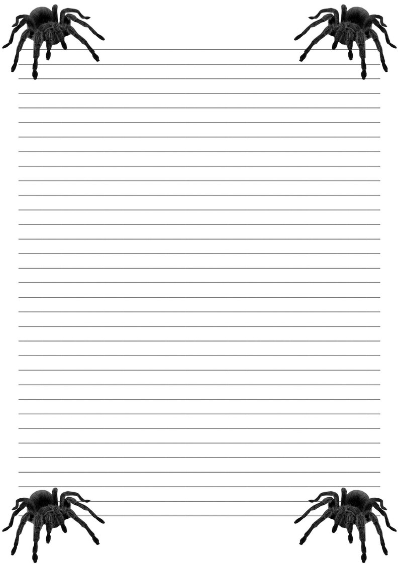 I Love Spiders A4 Lined Writing Paper, Tarantula Lined Writing Paper ...