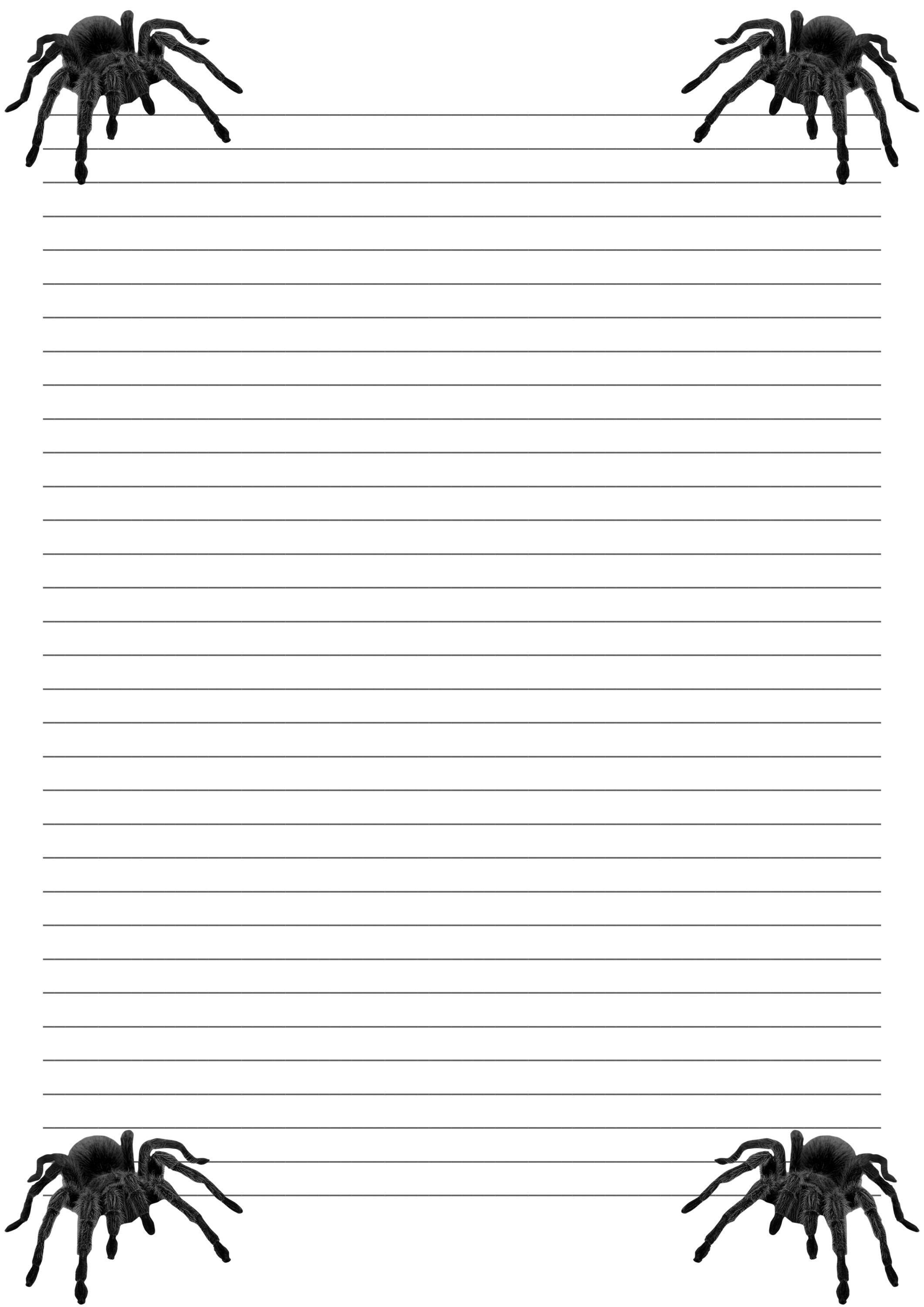 I Love Spiders A4 Lined Writing Paper, Tarantula Lined Writing Paper ...