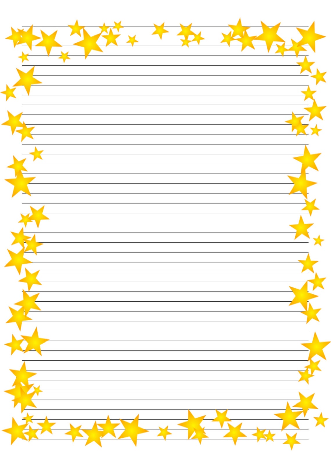 Gold Star Border Lined A4 Writing Paper - Etsy
