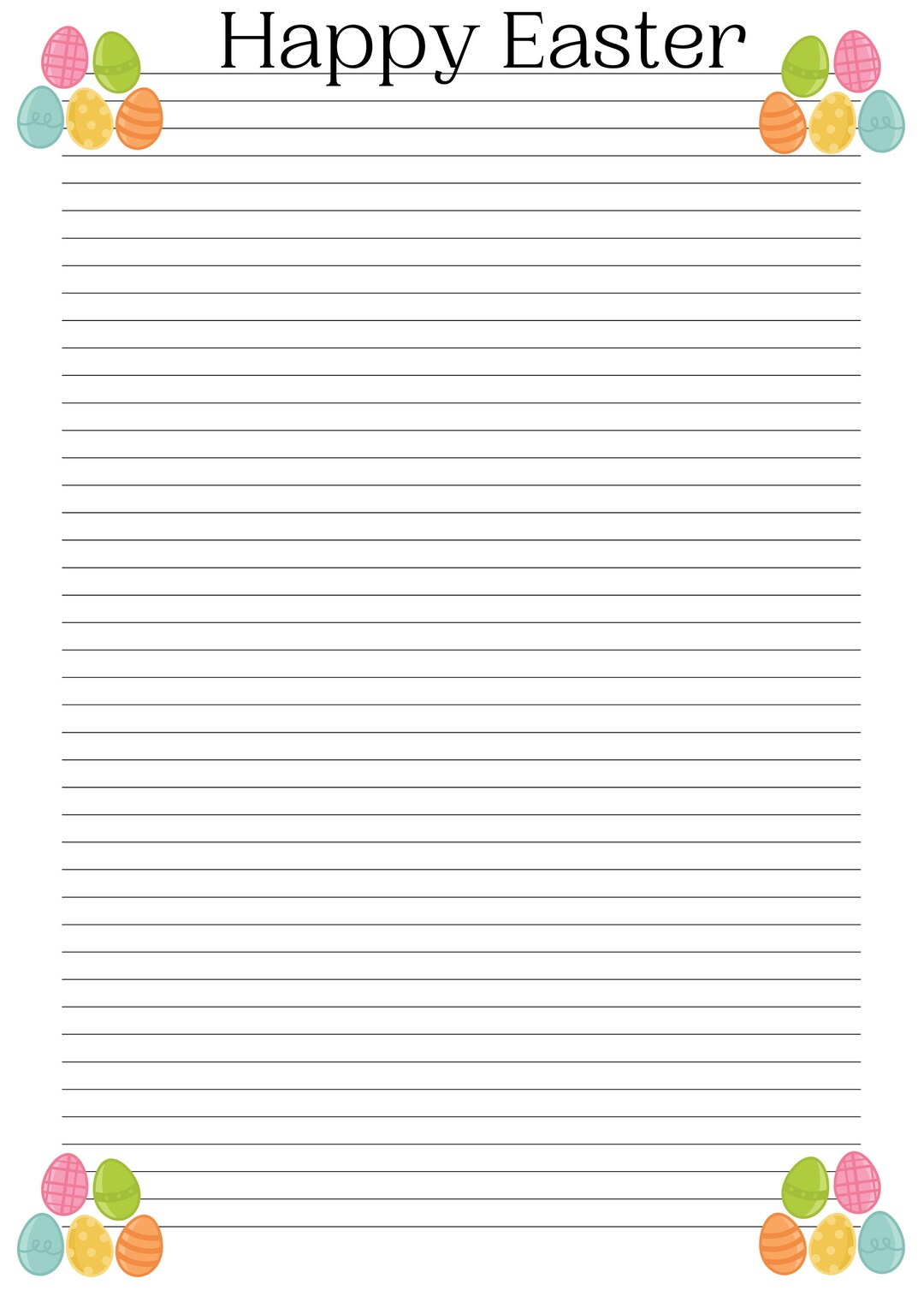 A4 Lined Writing Paper Easter Theme Easter Eggs - Etsy