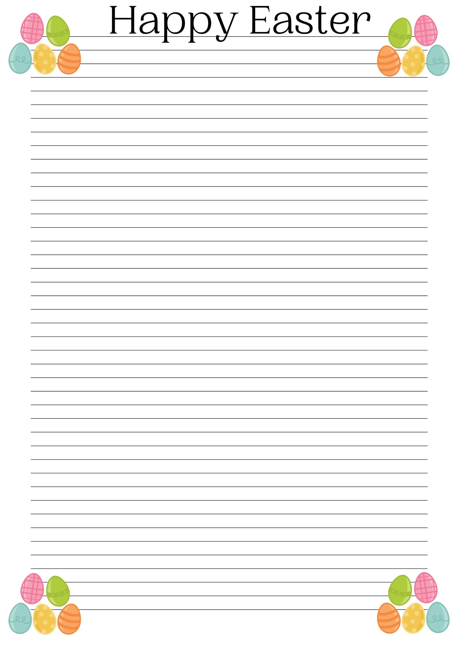 A4 Lined Writing Paper Easter Theme Easter Eggs - Etsy
