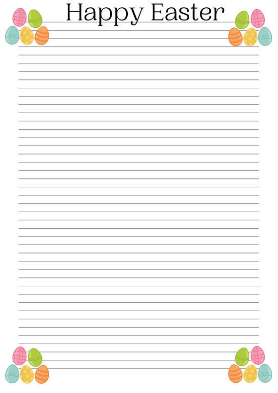 A4 Lined Writing Paper Easter Theme Easter Eggs - Etsy