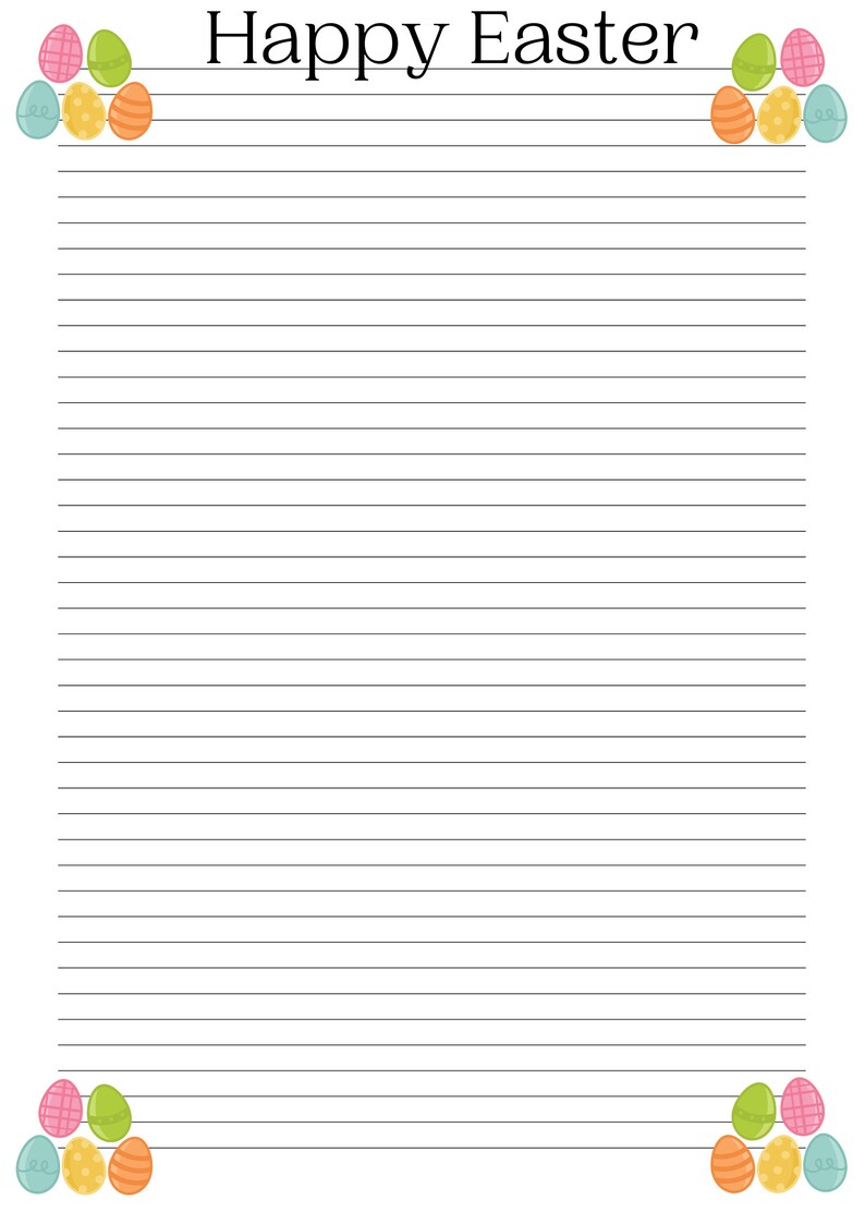 A4 Lined Writing Paper Easter Theme Easter Eggs - Etsy