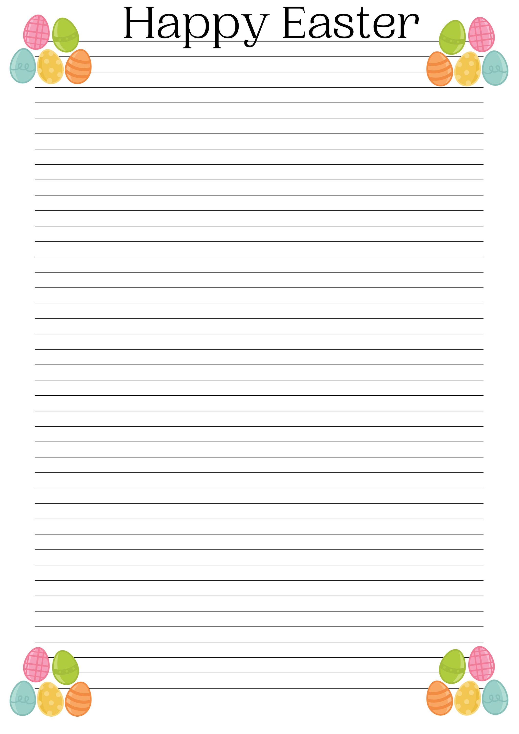 A4 Lined Writing Paper Easter Theme Easter Eggs - Etsy