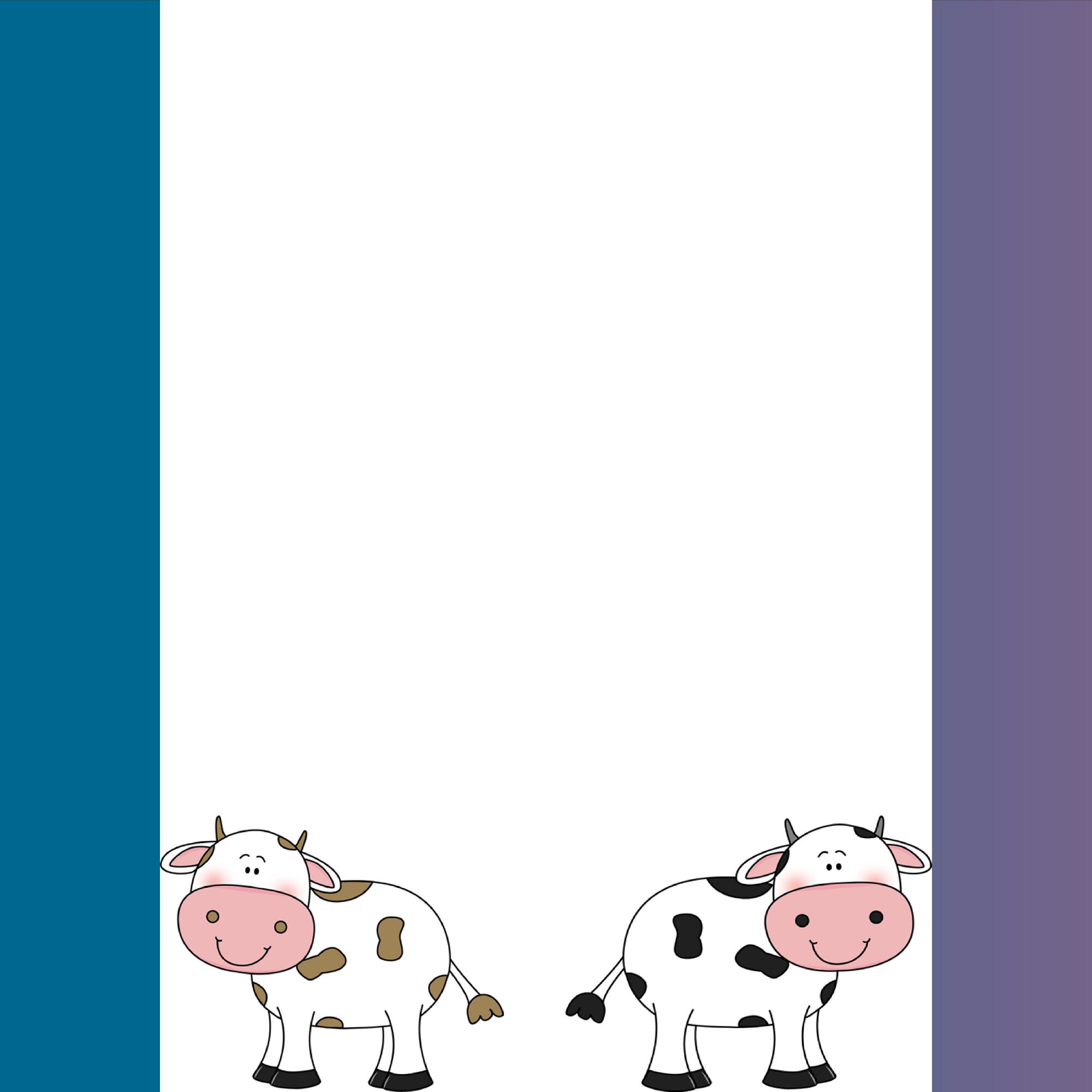 Stationery, A4 Printable Paper, Cow Theme, Writing Paper. Lined and ...