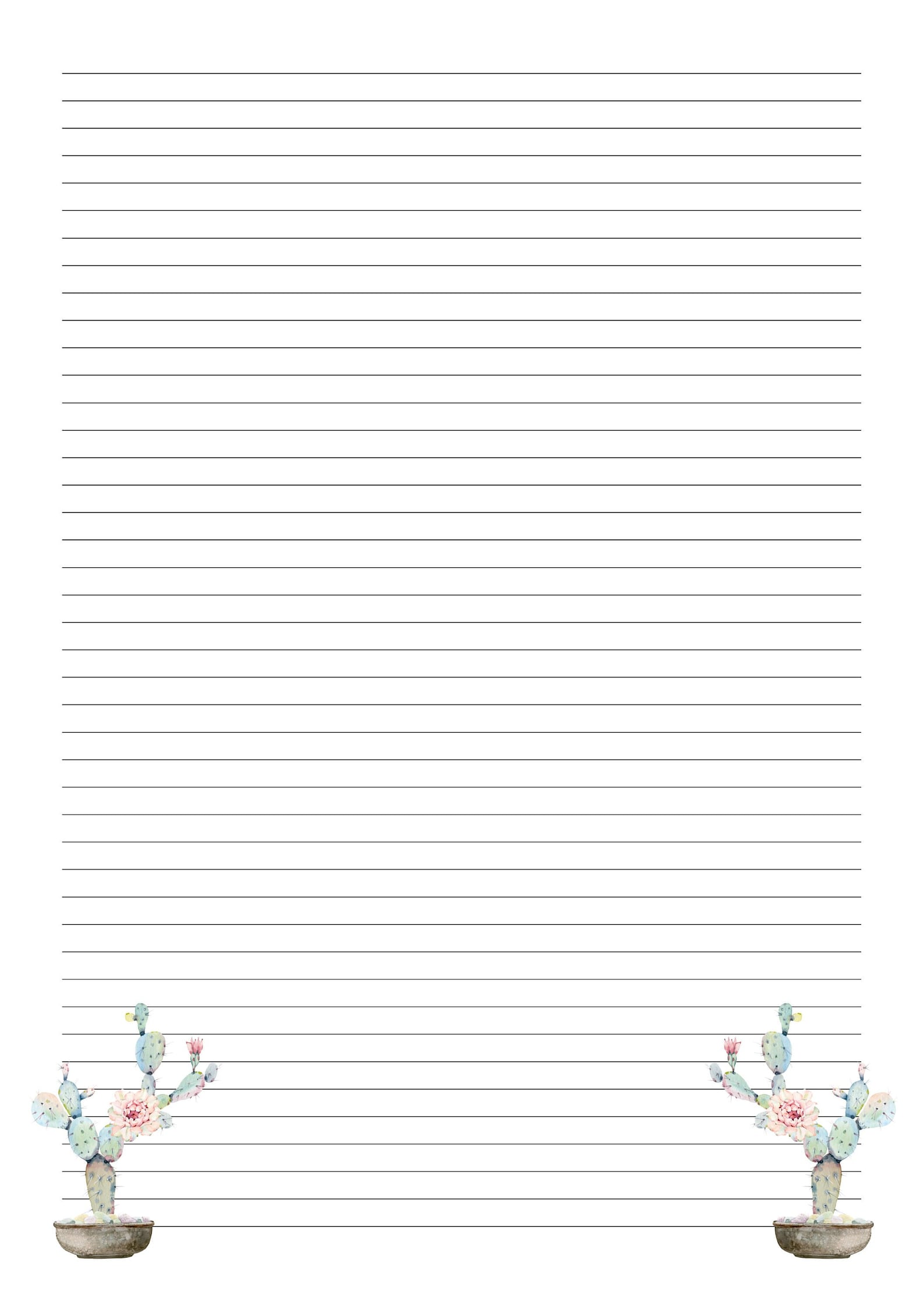 Cacti Themed Writing Paper, Potted Cacti Letter, - Etsy