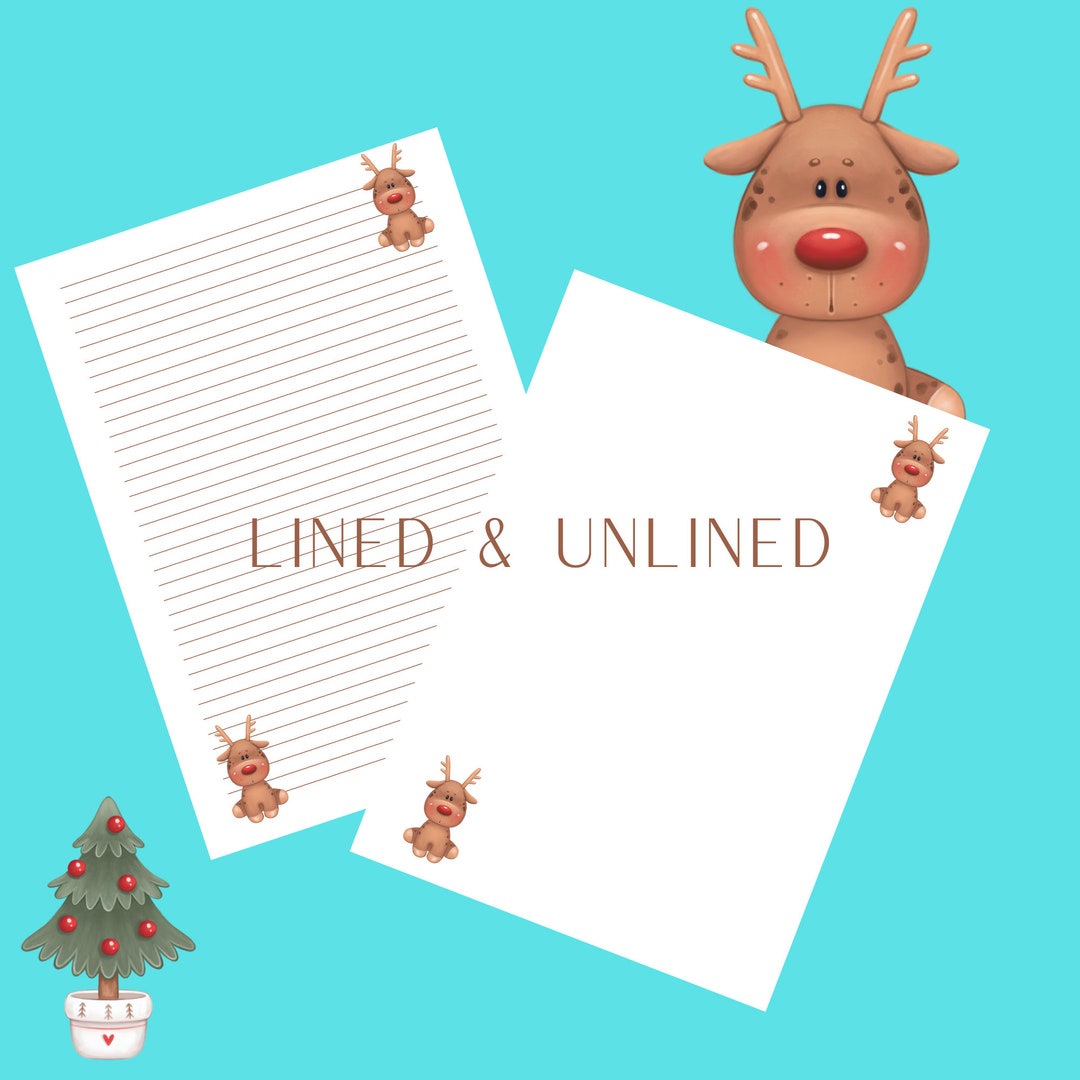 Cute Reindeer Writing Paper, Lined, Unlined, Blank, A4 Paper, US Legal ...