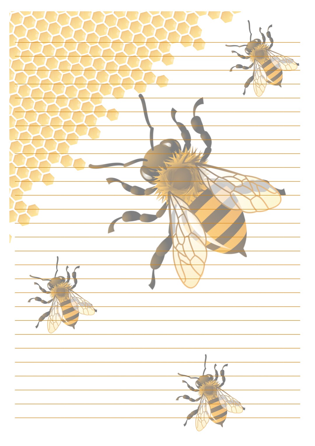 Bee Themed Stationery, Lined A4 Stationery, Legal Size Paper - Etsy