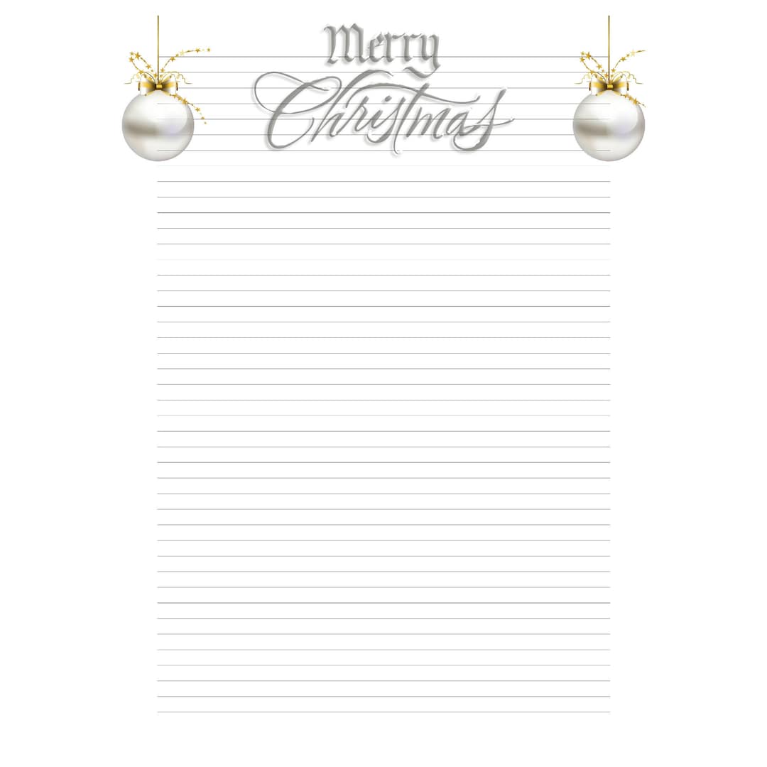 A4 Lined Printable Paper, Christmas Stationery, Christmas Letters ...