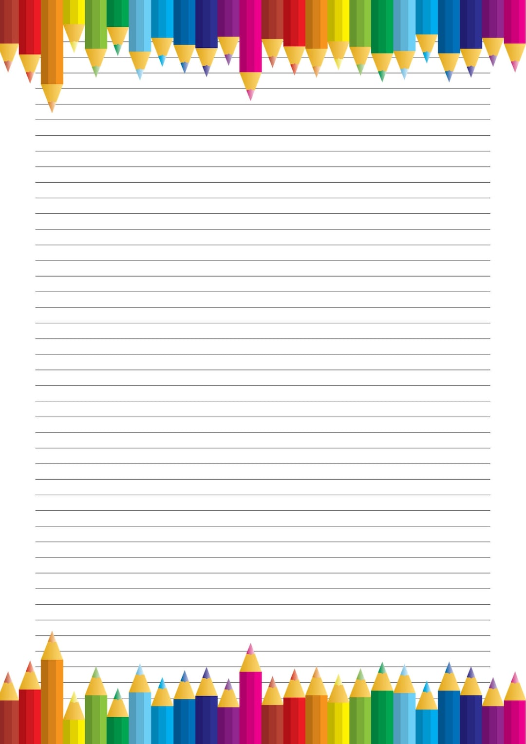 Coloured Pencil Border Writing Paper, Colored Pencil Border Writing ...