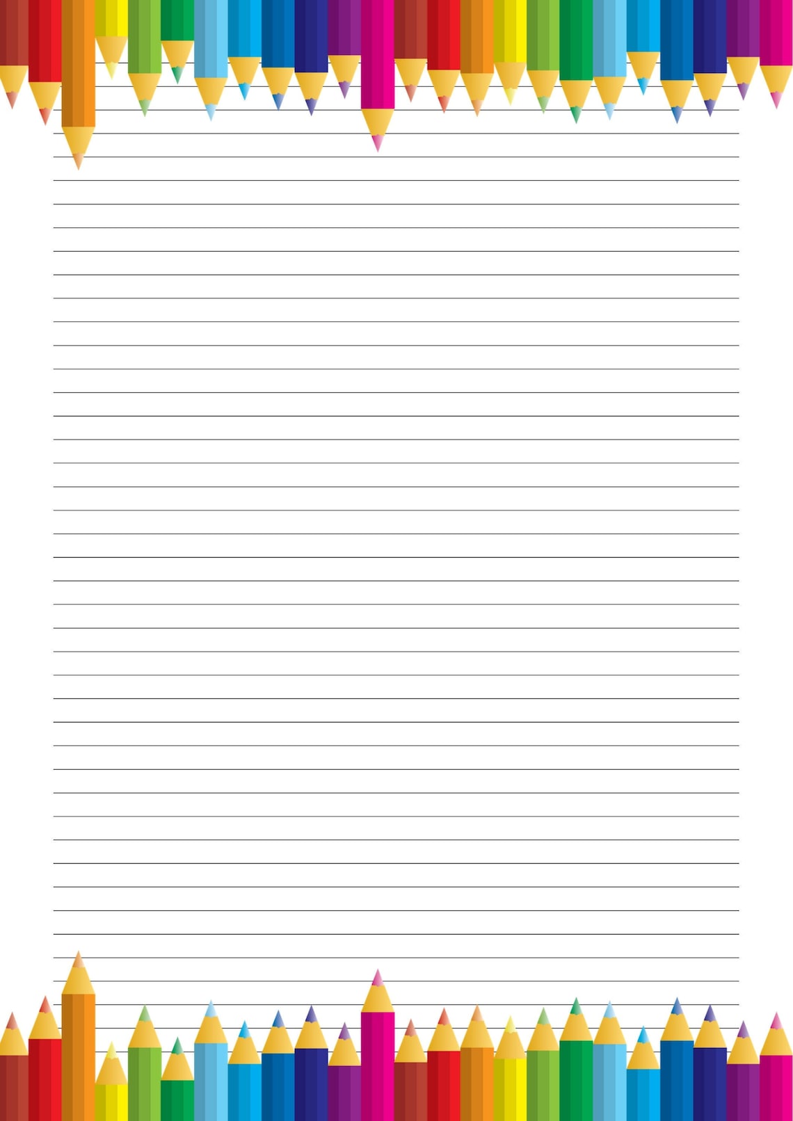 Coloured Pencil Border Writing Paper, Colored Pencil Border Writing ...