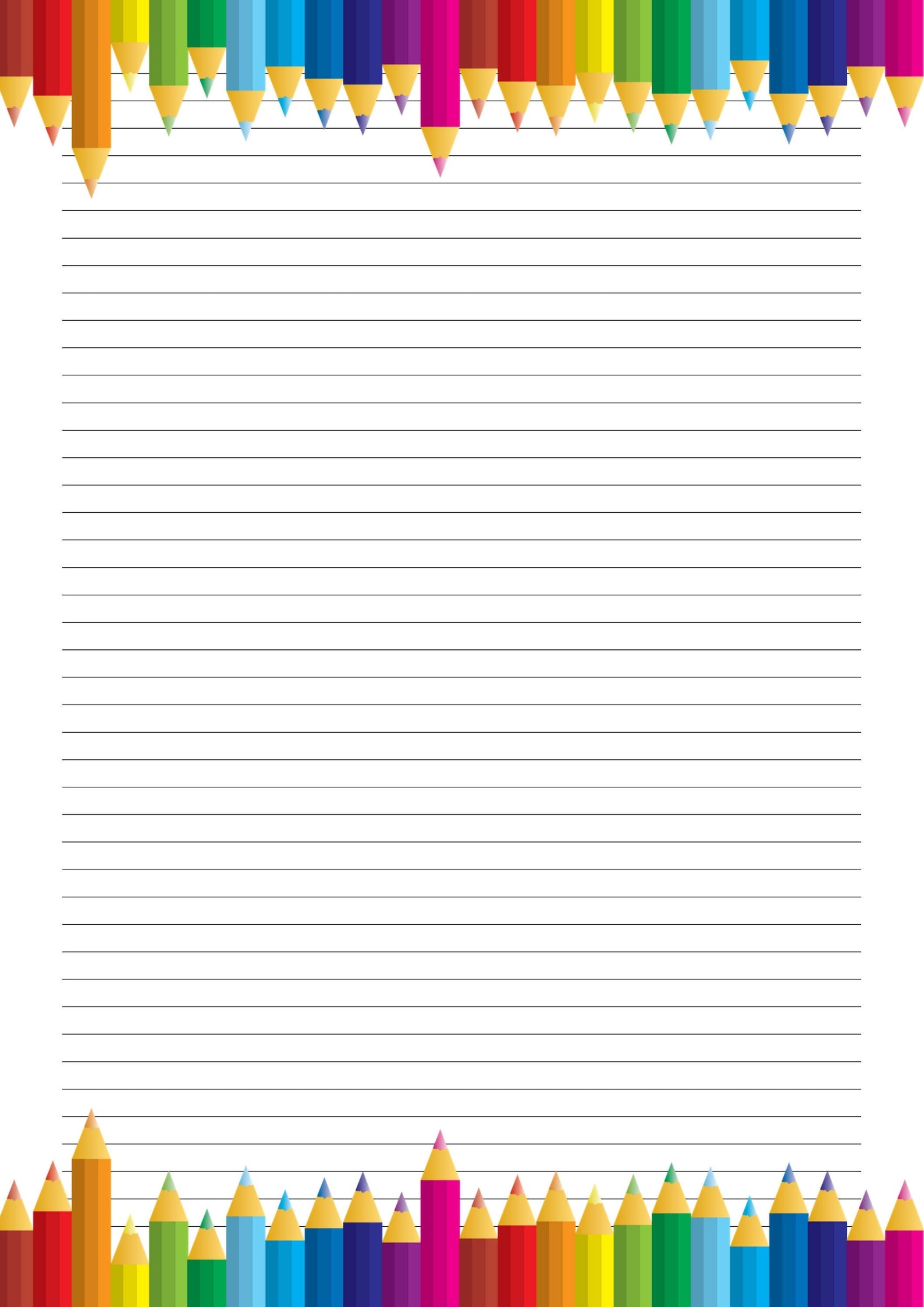 Coloured Pencil Border Writing Paper, Colored Pencil Border Writing ...