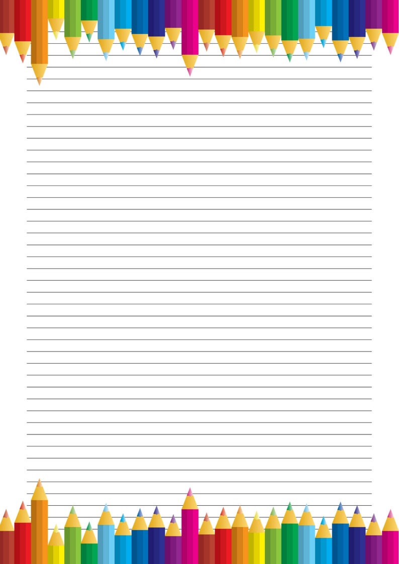 Coloured Pencil Border Writing Paper, Colored Pencil Border Writing ...