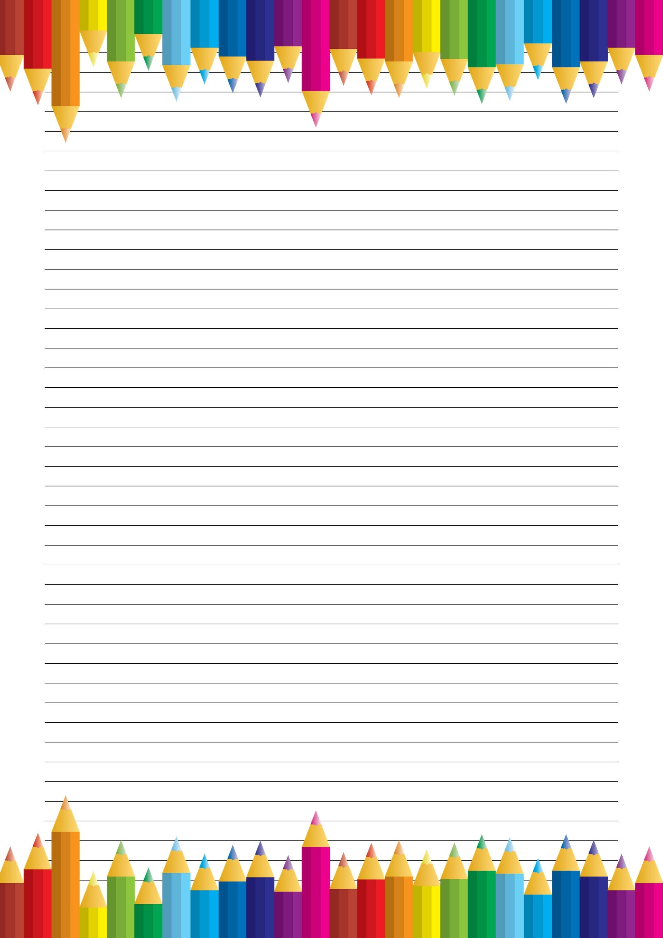 Coloured Pencil Border Writing Paper, Colored Pencil Border Writing ...