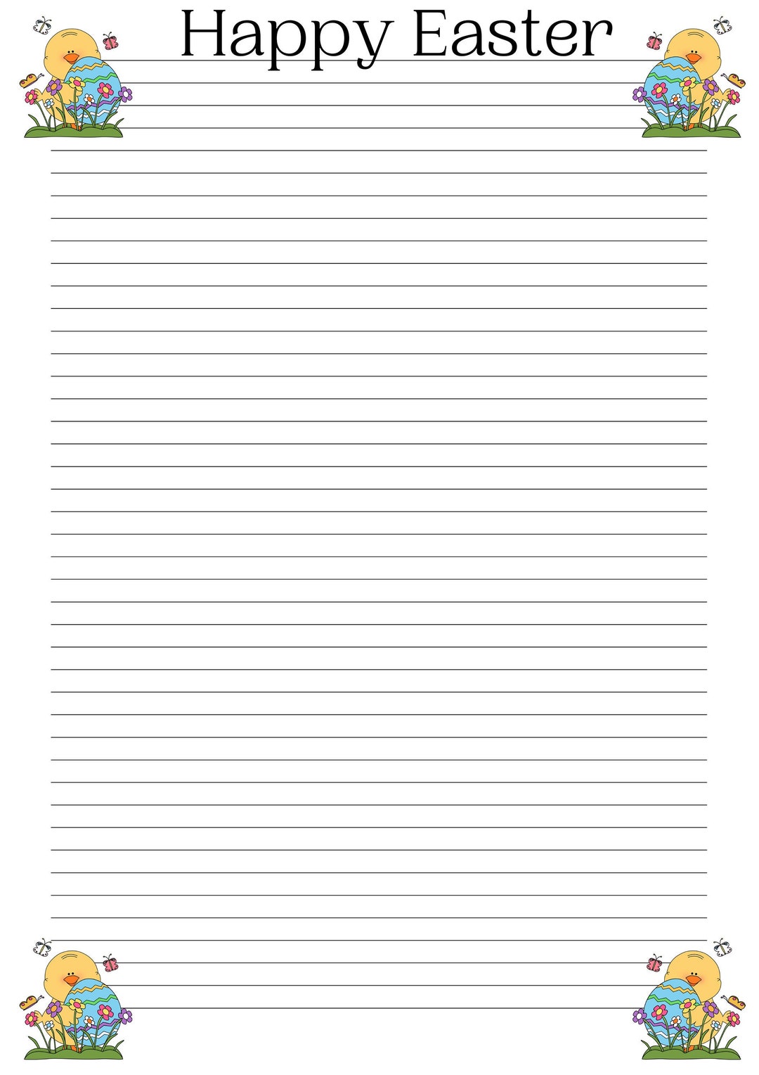 A4 Lined Writing Paper Easter Theme Easter Chicken - Etsy