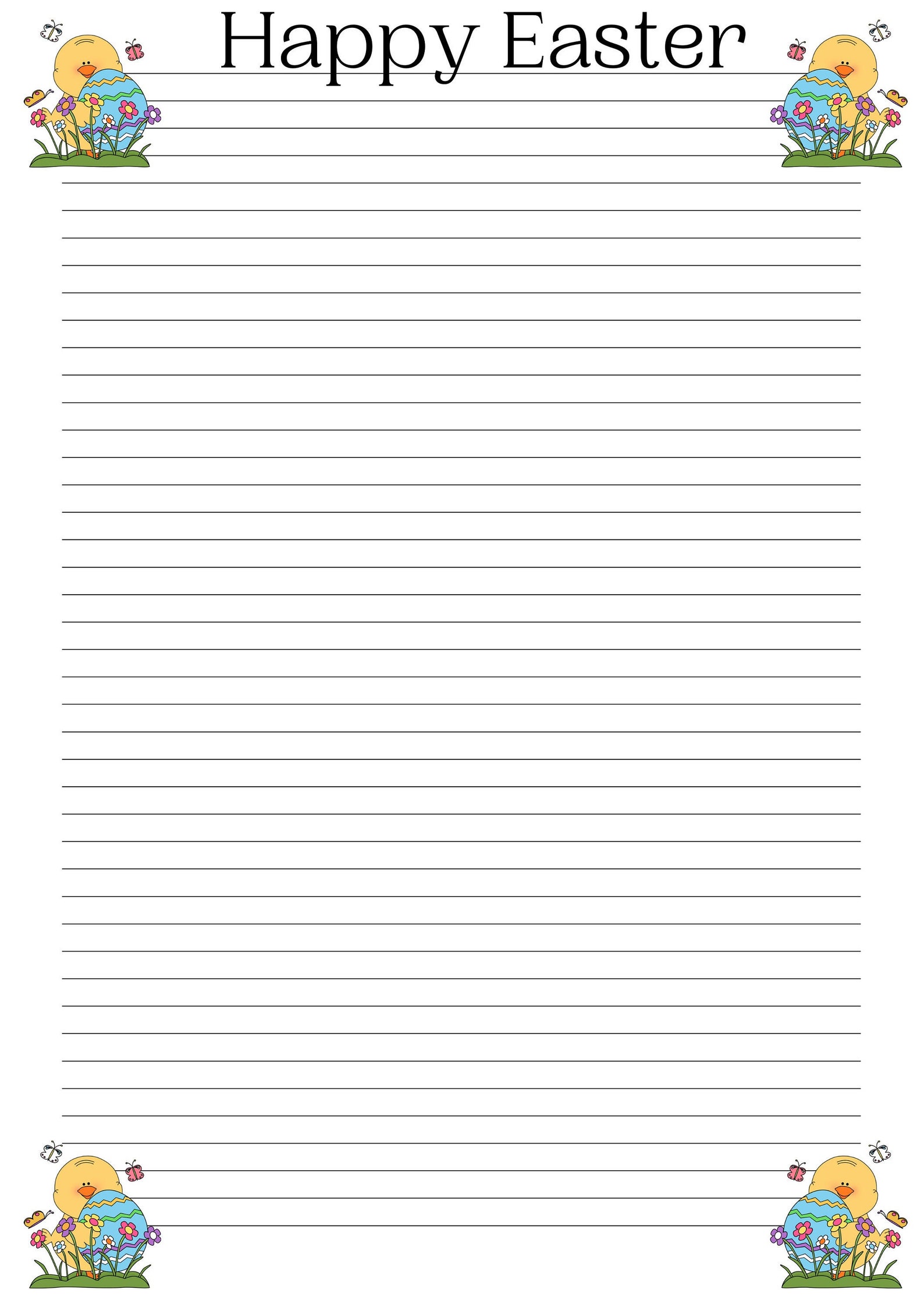 A4 Lined Writing Paper Easter Theme Easter Chicken - Etsy