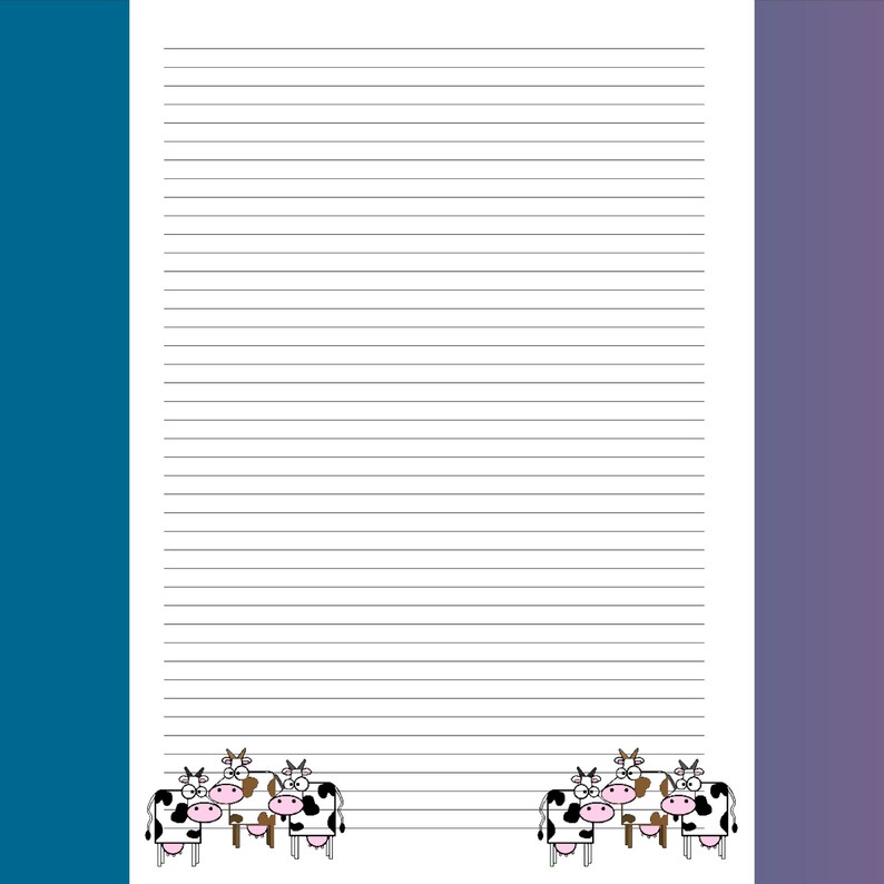 Stationery, A4 Printable Paper, Cow Theme, Writing Paper, Three Cows ...