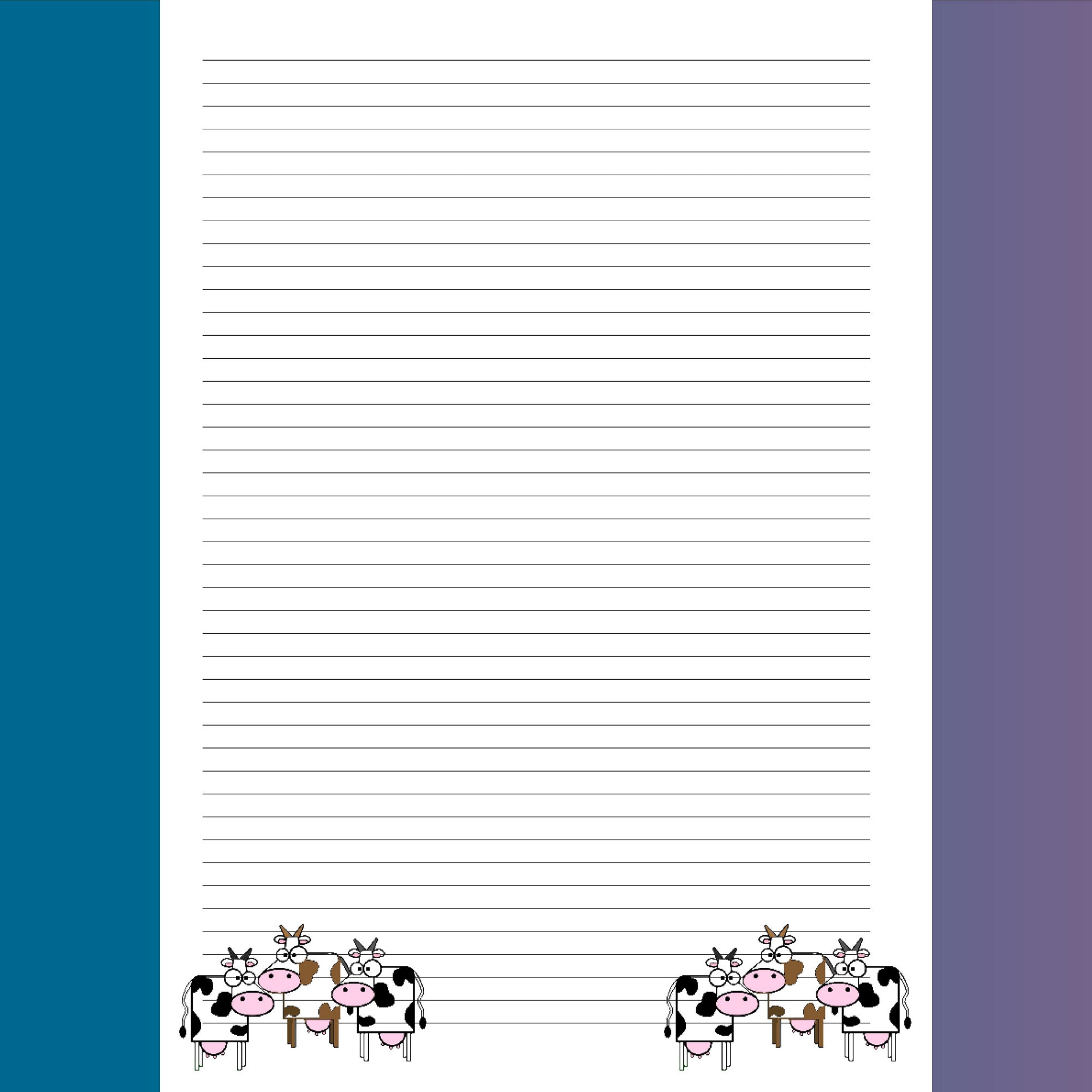Stationery, A4 Printable Paper, Cow Theme, Writing Paper, Three Cows ...