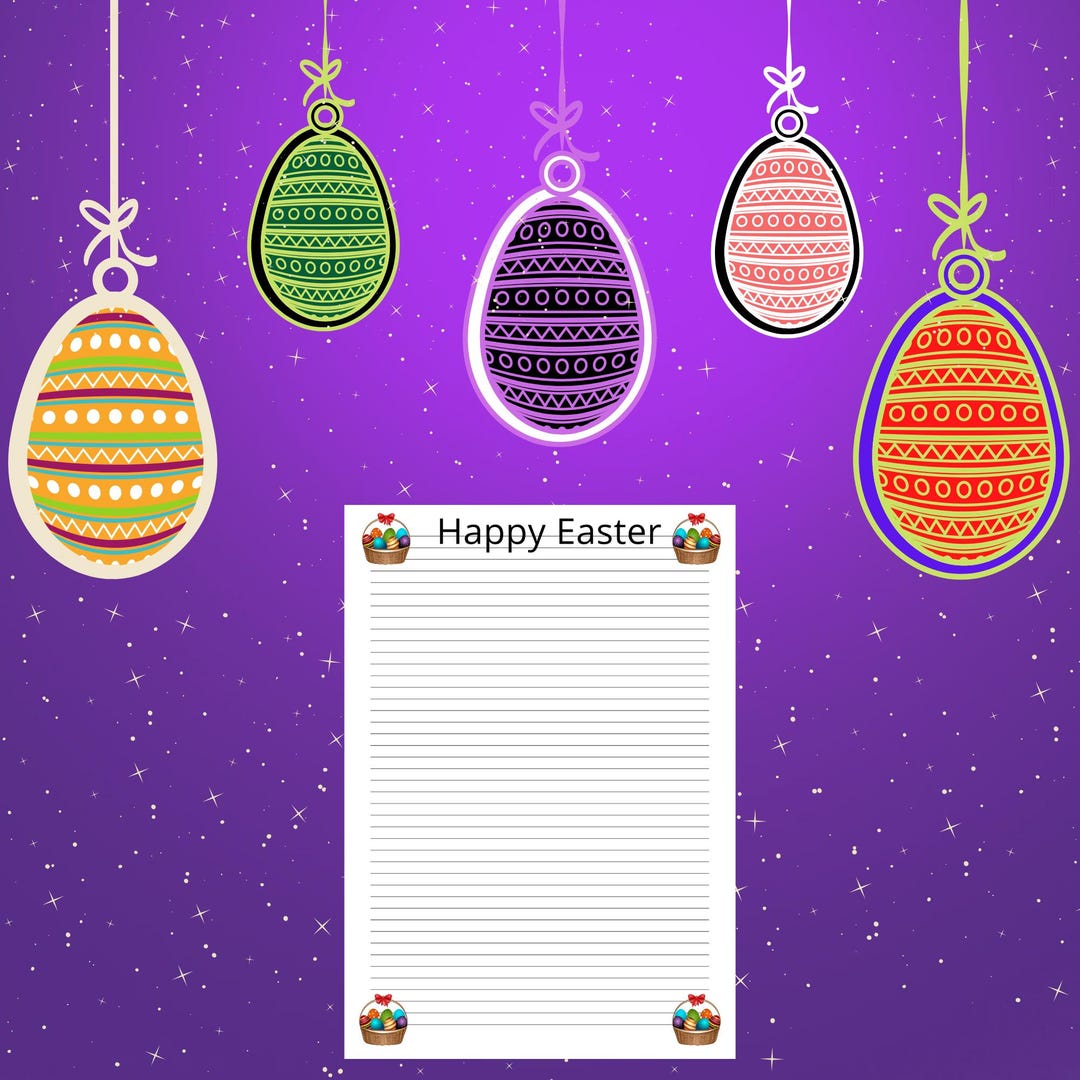 A4 Lined Writing Paper Easter Theme Easter Basket - Etsy
