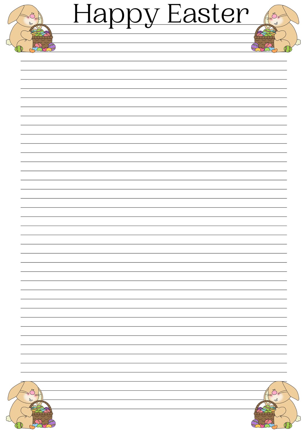 A4 Lined Writing Paper Easter Theme Easter Bunny - Etsy