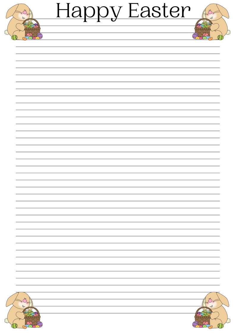 A4 Lined Writing Paper Easter Theme Easter Bunny - Etsy