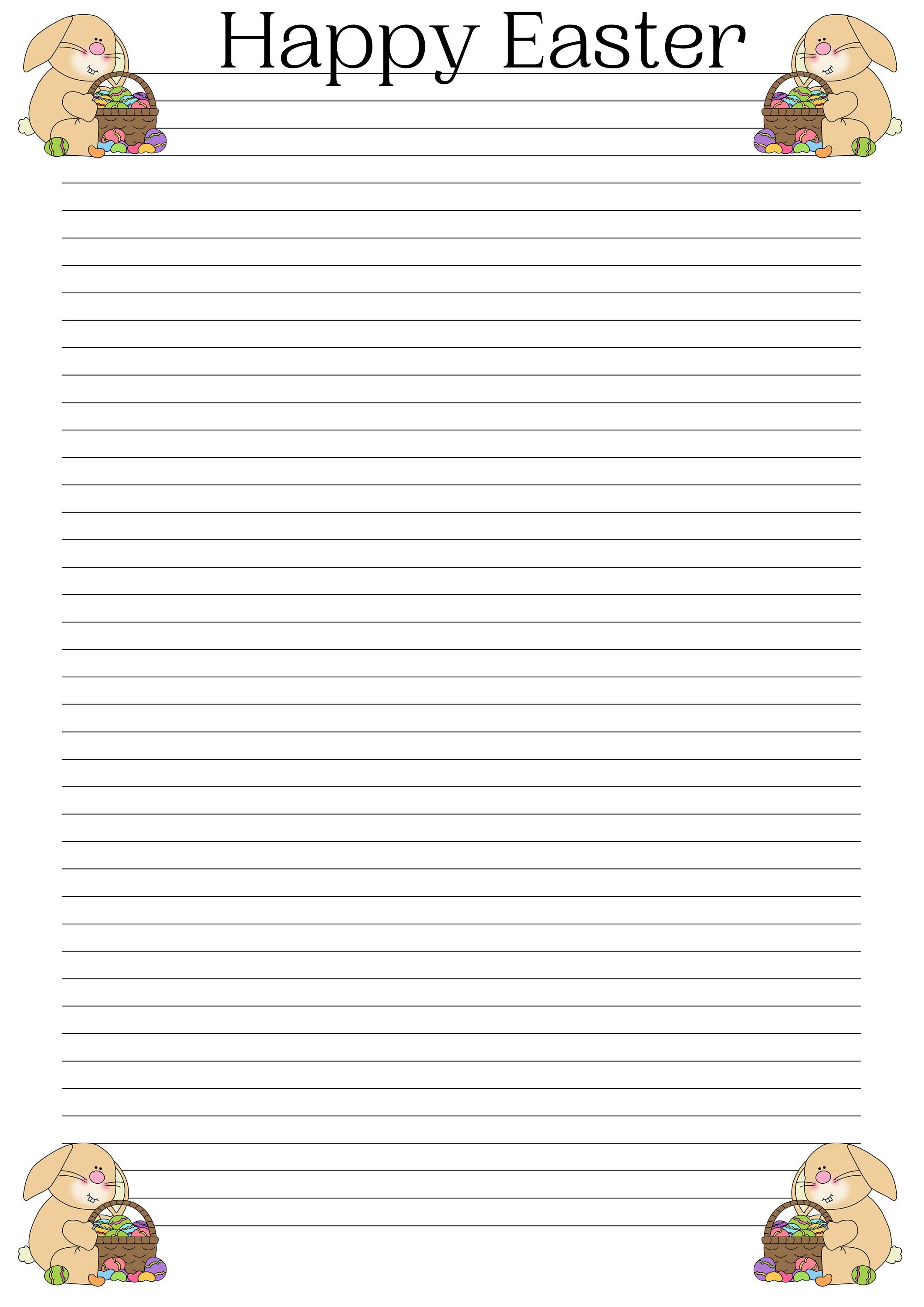 A4 Lined Writing Paper Easter Theme Easter Bunny - Etsy