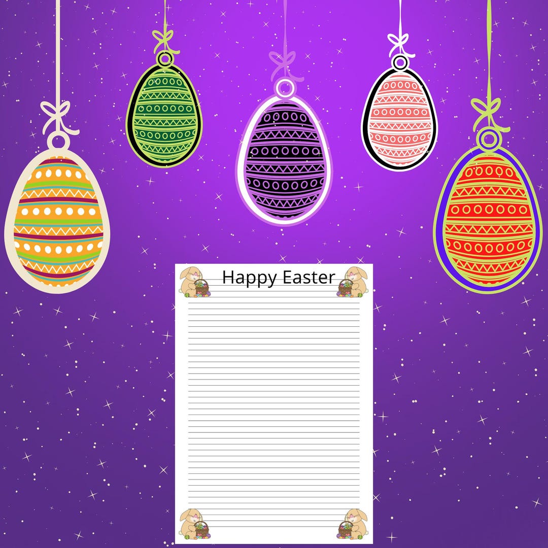 A4 Lined Writing Paper Easter Theme Easter Bunny - Etsy