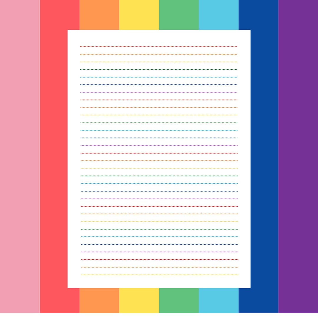 Rainbow Coloured Dot Lined A4 Writing Paper, Pride Writing Paper ...