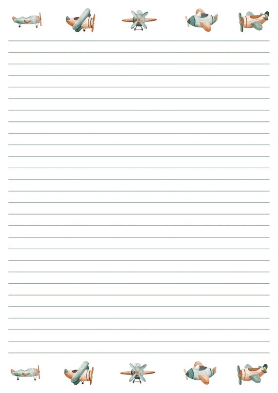 Lined A4 Writing Paper Airplanes Instant Download Printable | Etsy