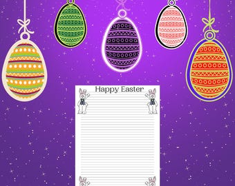A4 Lined Writing Paper Easter Theme Easter Bunny - Etsy