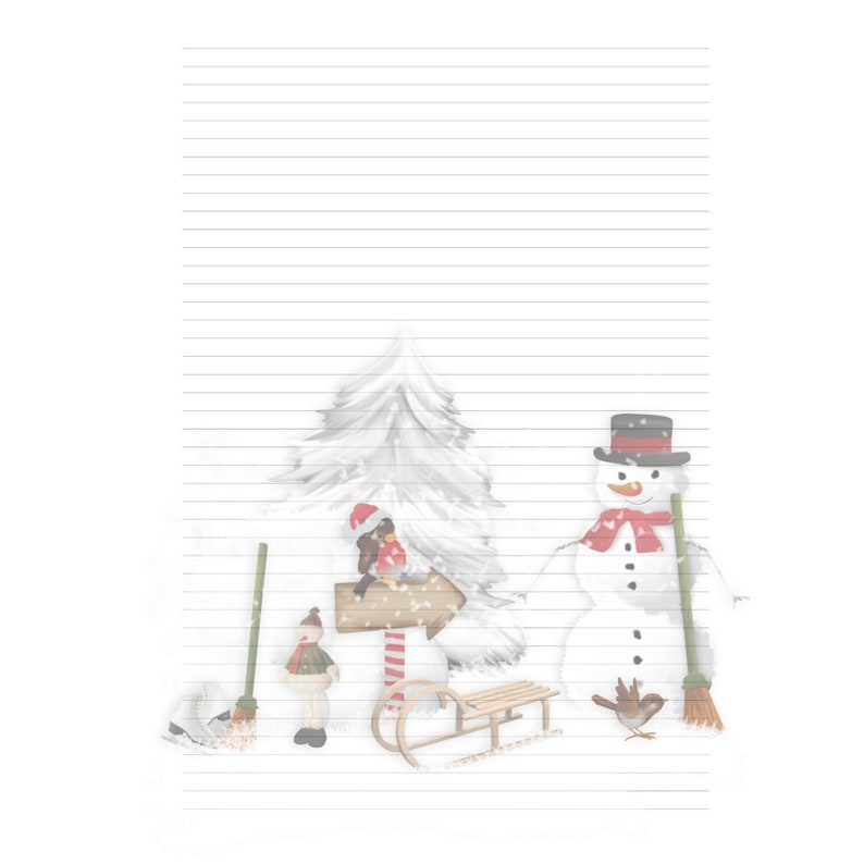 A4 Lined Printable Paper, Christmas Stationery, Christmas Letters ...