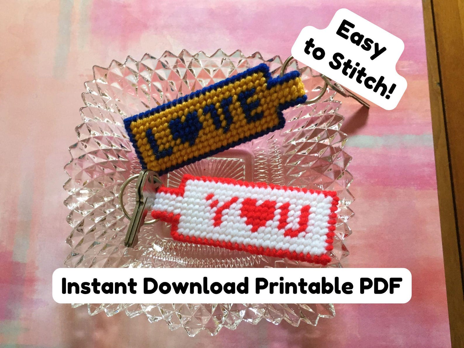 DIY "love You" Key Ring With Plastic Canvas Tutorial & Pattern - PDF ...
