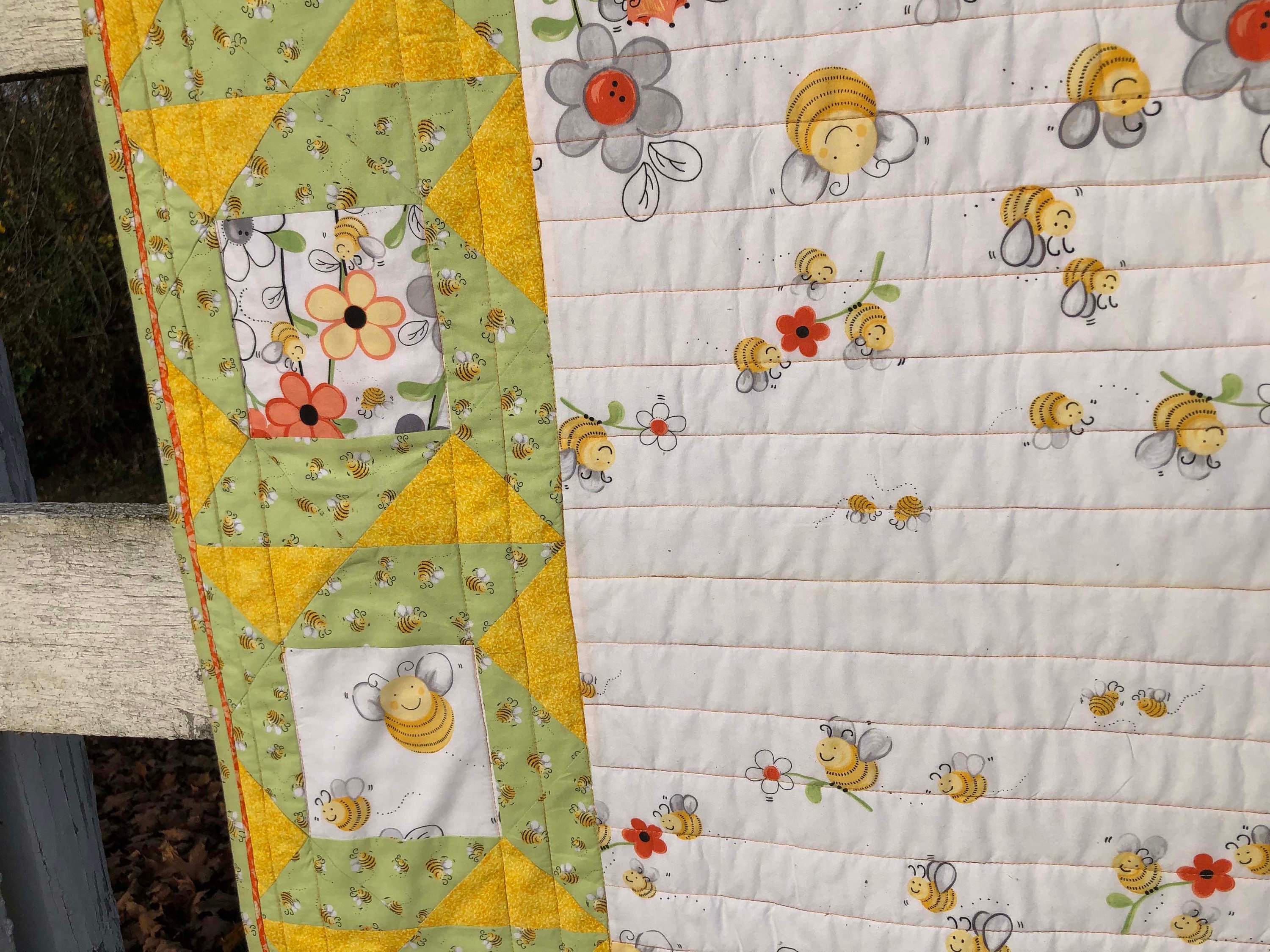 Sweet Bees Baby Quilt Using Accuquilt Go panel Quilt Idea - Etsy