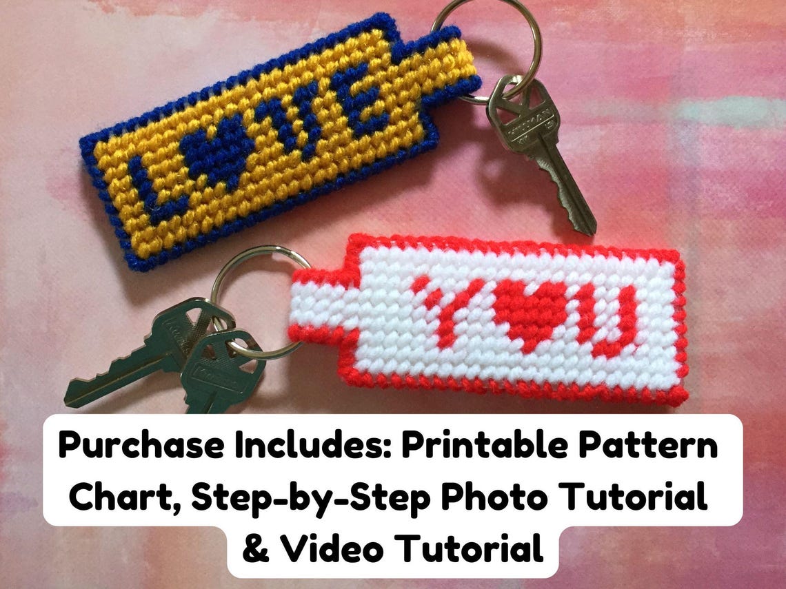DIY "love You" Key Ring With Plastic Canvas Tutorial & Pattern - PDF ...