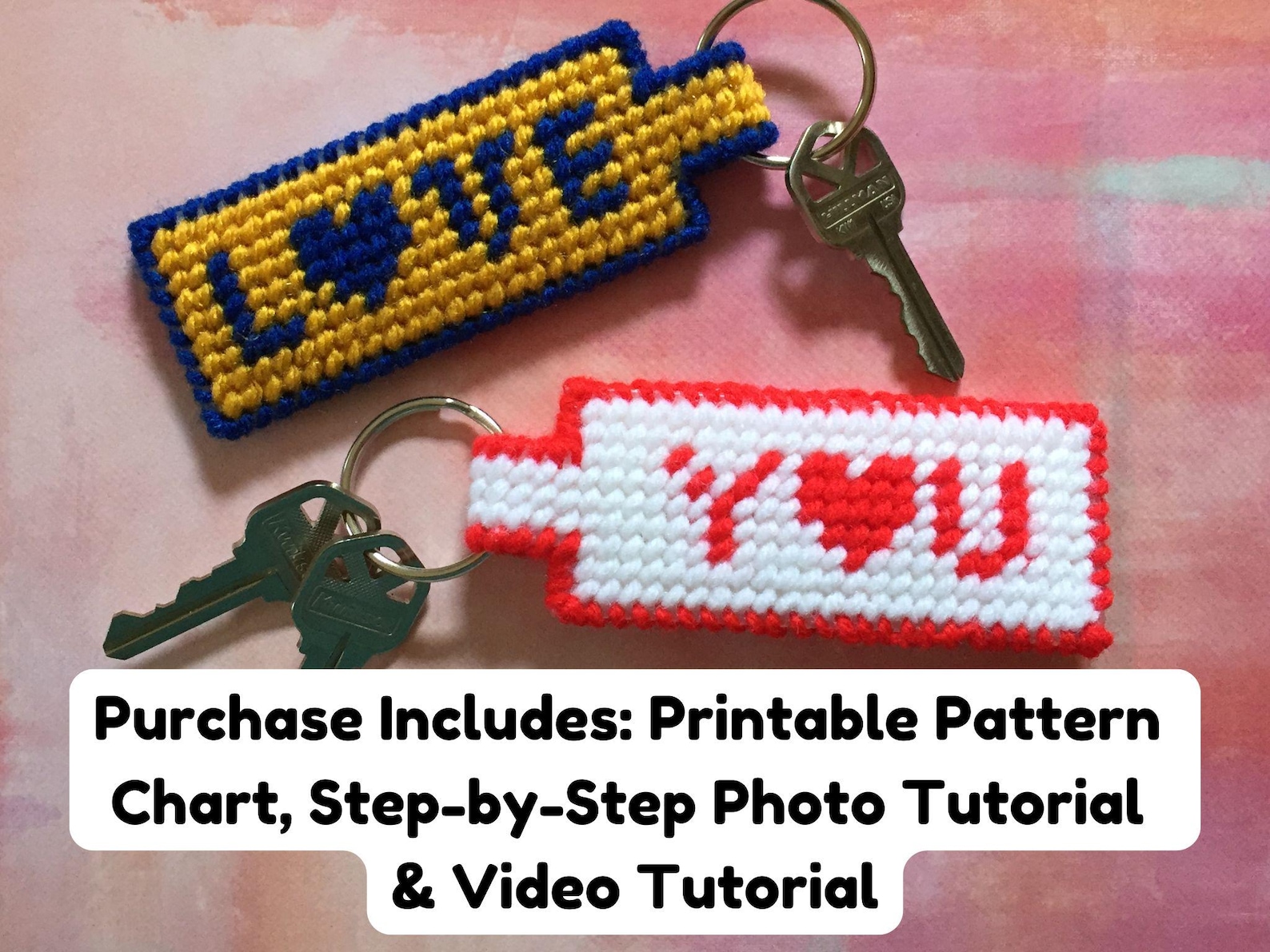 DIY "love You" Key Ring With Plastic Canvas Tutorial & Pattern - PDF ...