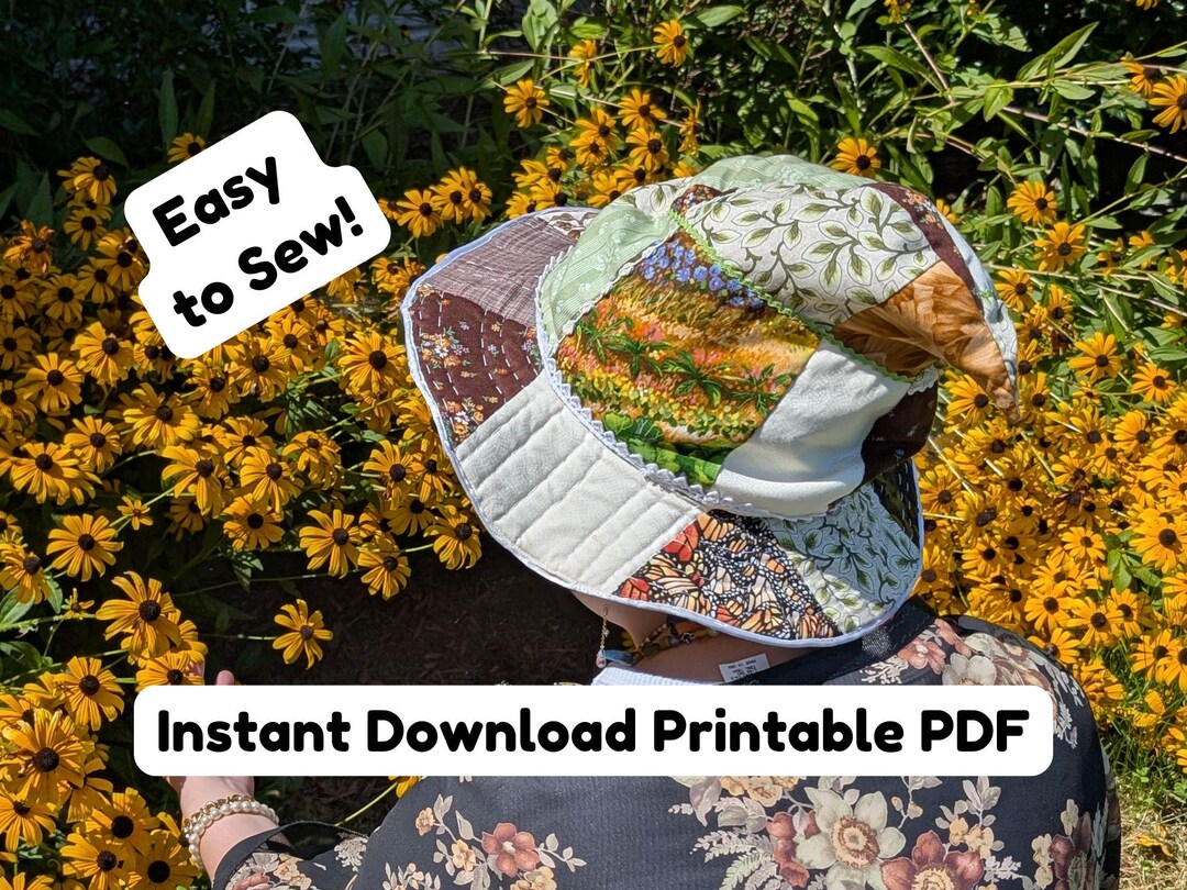 Slouchy Patchwork Witch Hat PDF Tutorial & Pattern | DIY Halloween Hat ...
