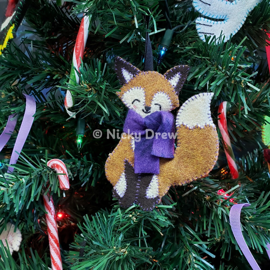 Felt Fox Handmade Christmas Tree Ornament, Holiday Decoration - Etsy