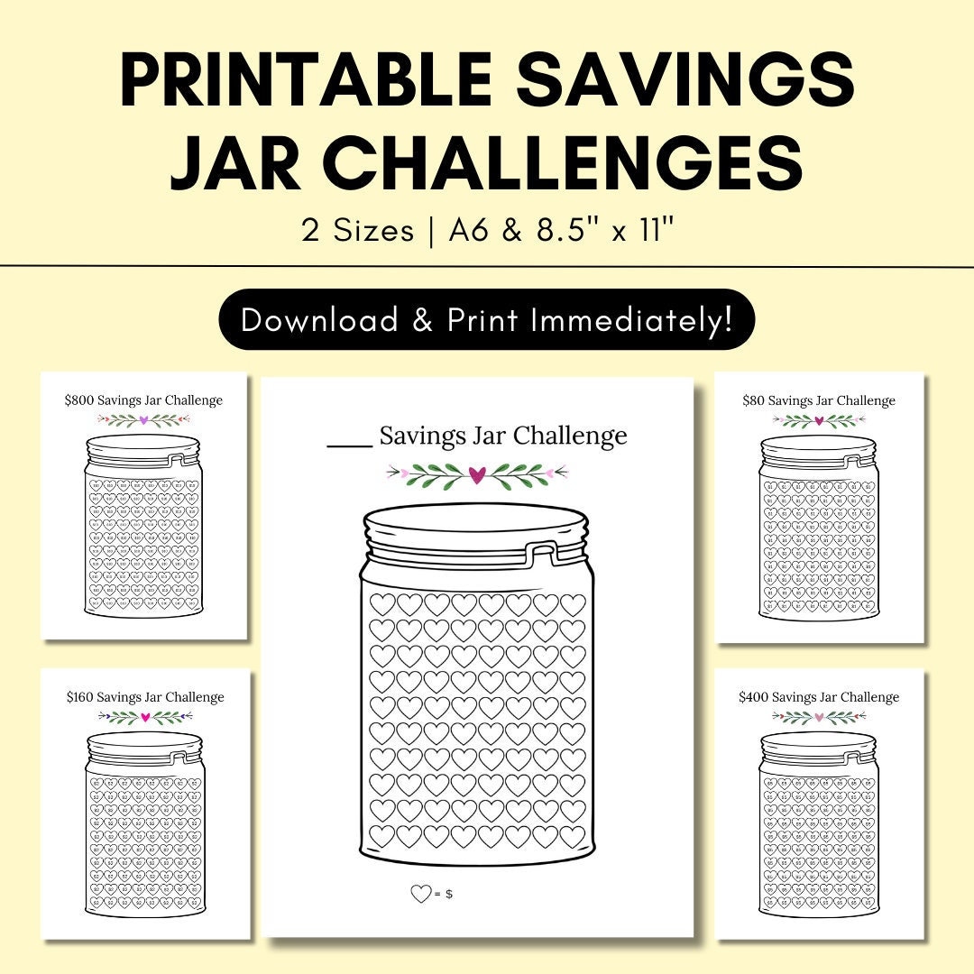 Printable Savings Jar Challenge, Debt Payoff, Financial Planning | A6 ...