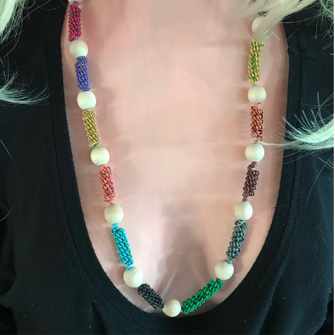 Long Colorful Necklace, Lightweight Colorful Necklace, Unique Necklace ...