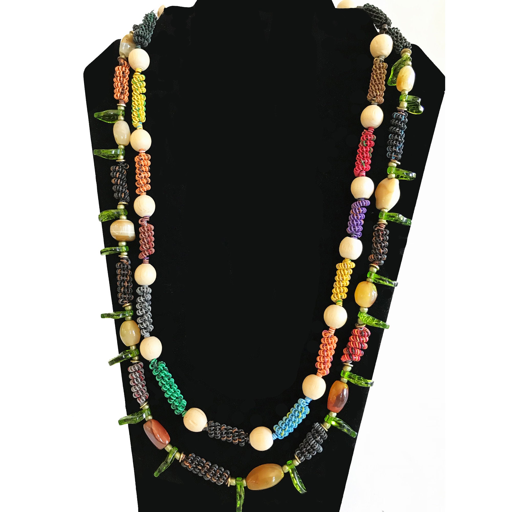 Long Colorful Necklace, Lightweight Colorful Necklace, Unique Necklace ...