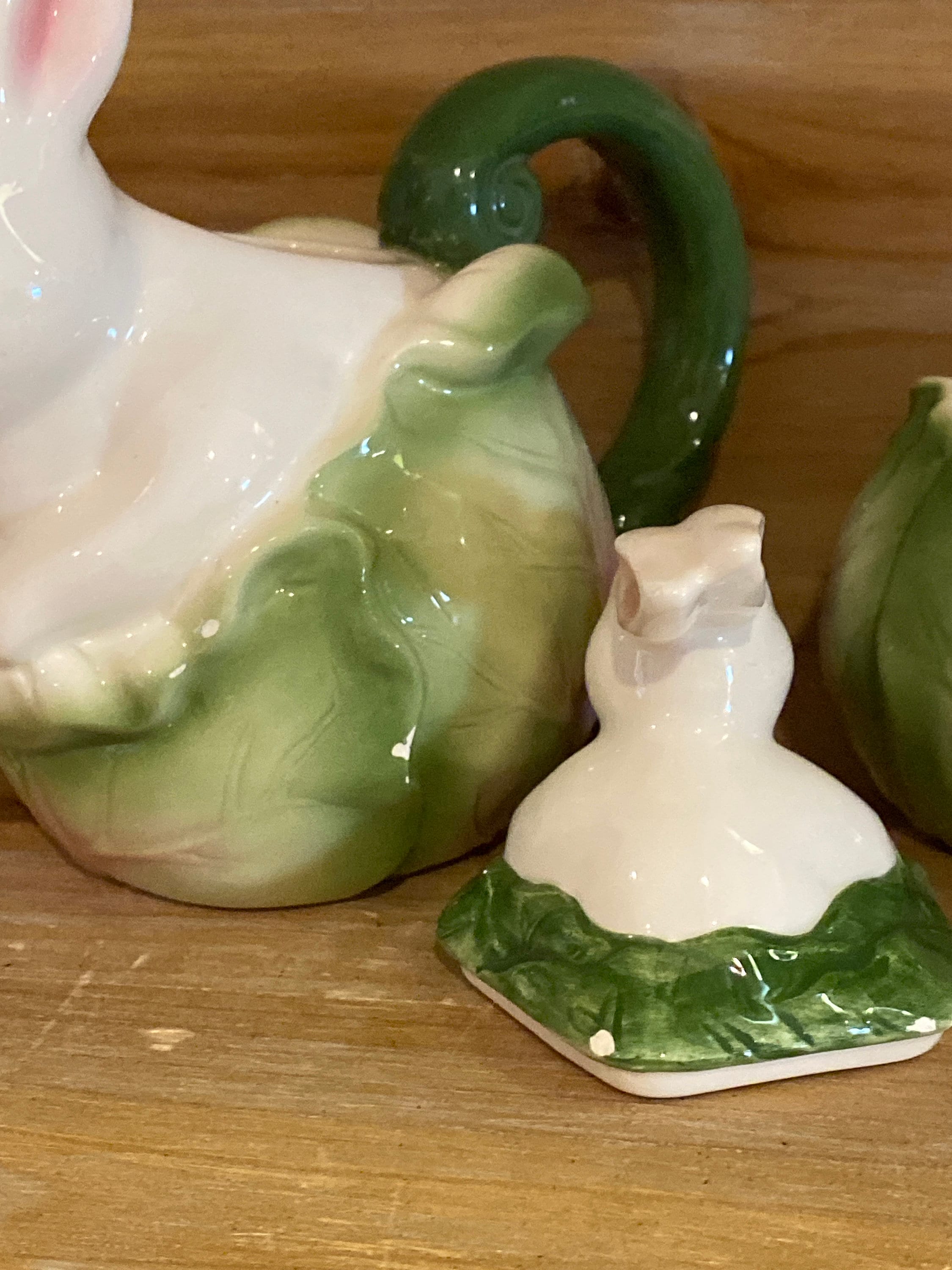 Applause Ceramic Bunny Rabbit Cabbage Creamer and Sugar Set, Vintage ...