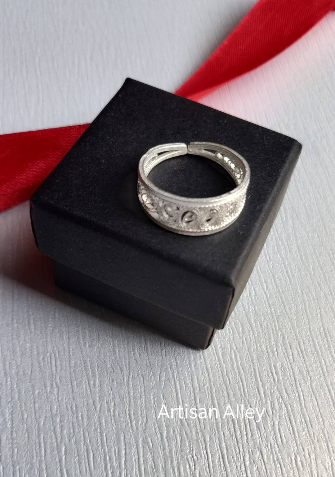 Sterling Silver 925 Maltese Lace Filigree Adjustable Ring, Ladies ...