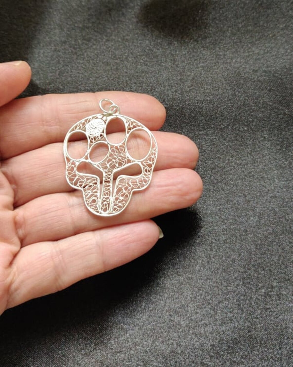 Filigree Alien Head Pendant, Unisex Handmade Sterling Silver Jewellery ...