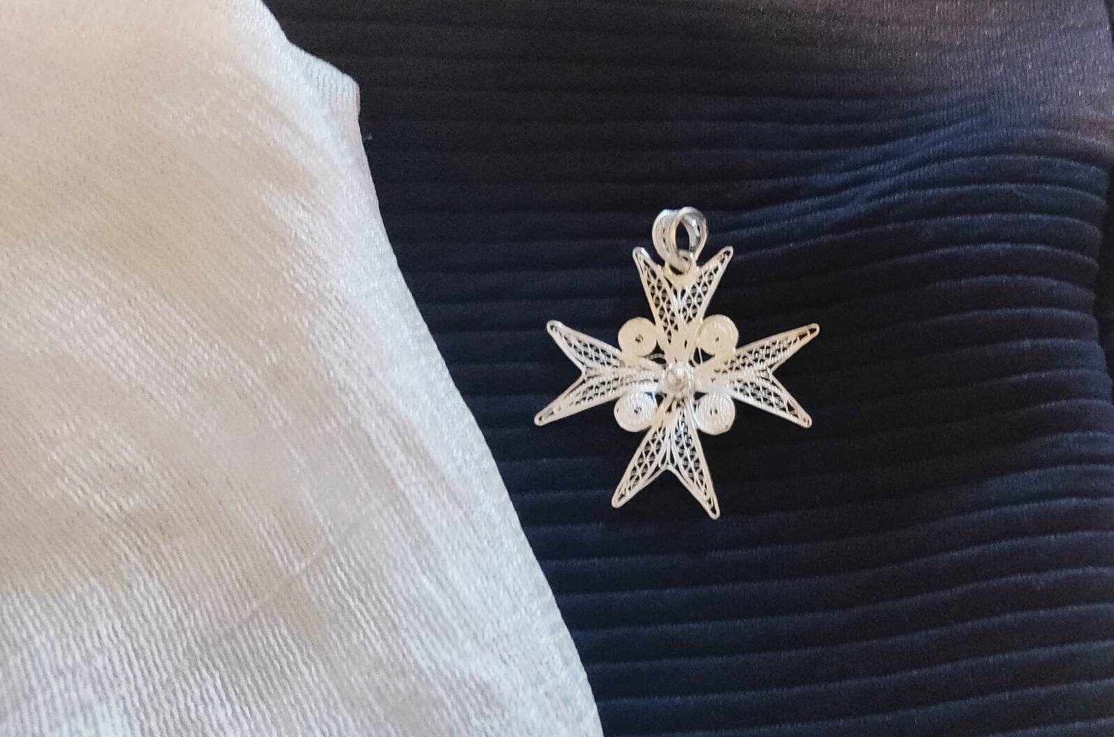 Sterling Silver Filigree Maltese Cross Pendant, Handmade Jewelry ...